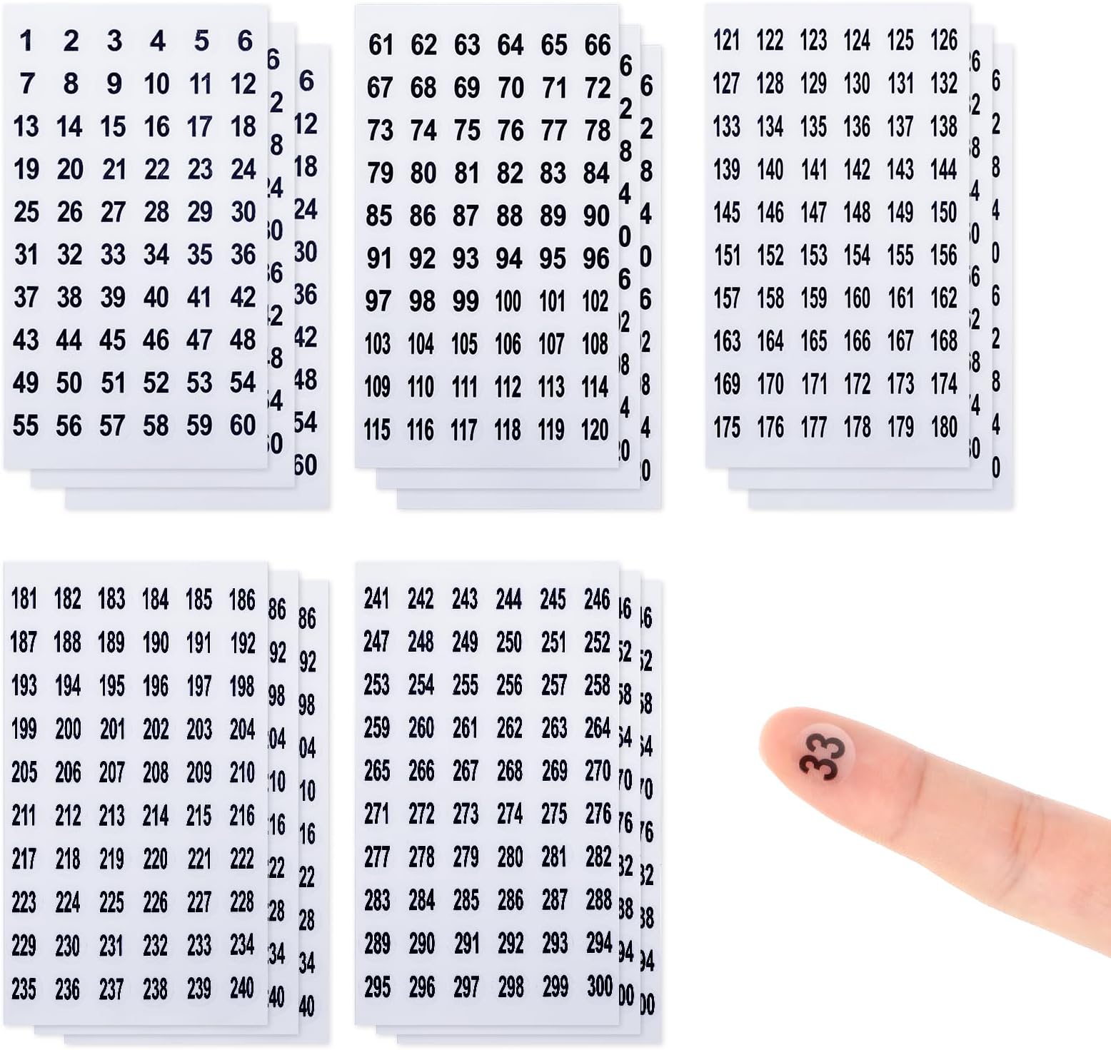Amazon.com : Clabby 2000 Pcs 50 Sheets Small Number Stickers 1-40 Round ...