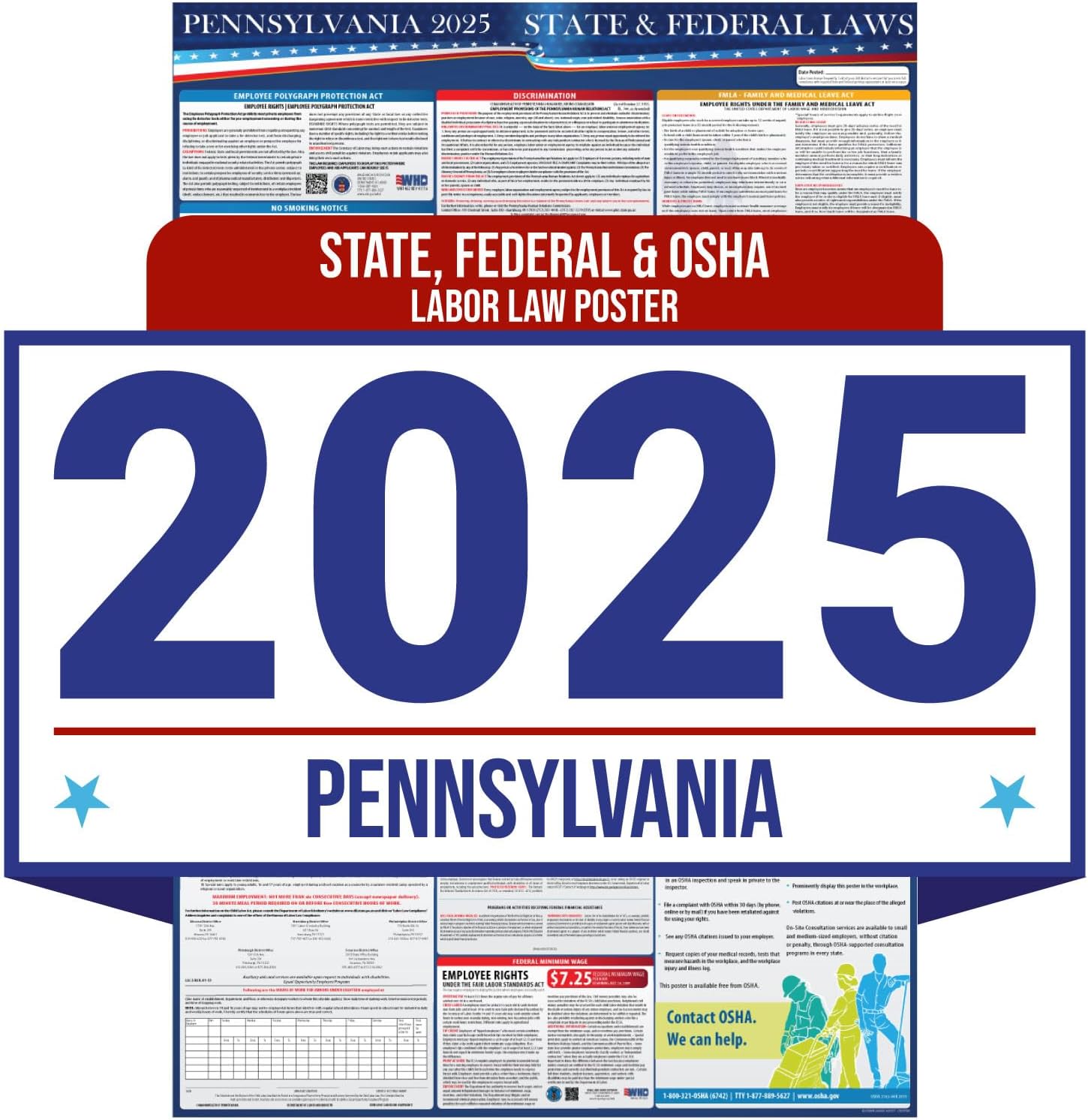 Amazon.com : 2025 Pennsylvania State and Federal Labor Laws Poster ...