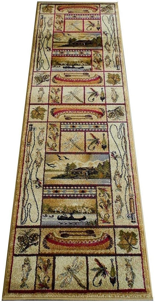 Amazon.com: Cabin Getaway Novelty Lodge Pattern Wildlife Nature Canoe ...