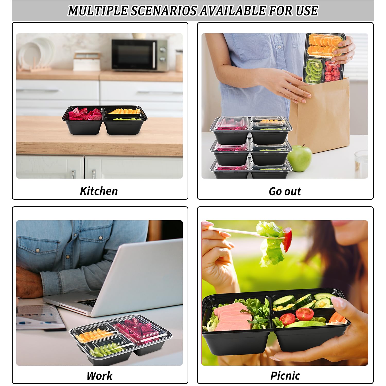 Snapklik.com : Sports Festival 12 Pack Meal Prep Containers, 43OZ Bento ...