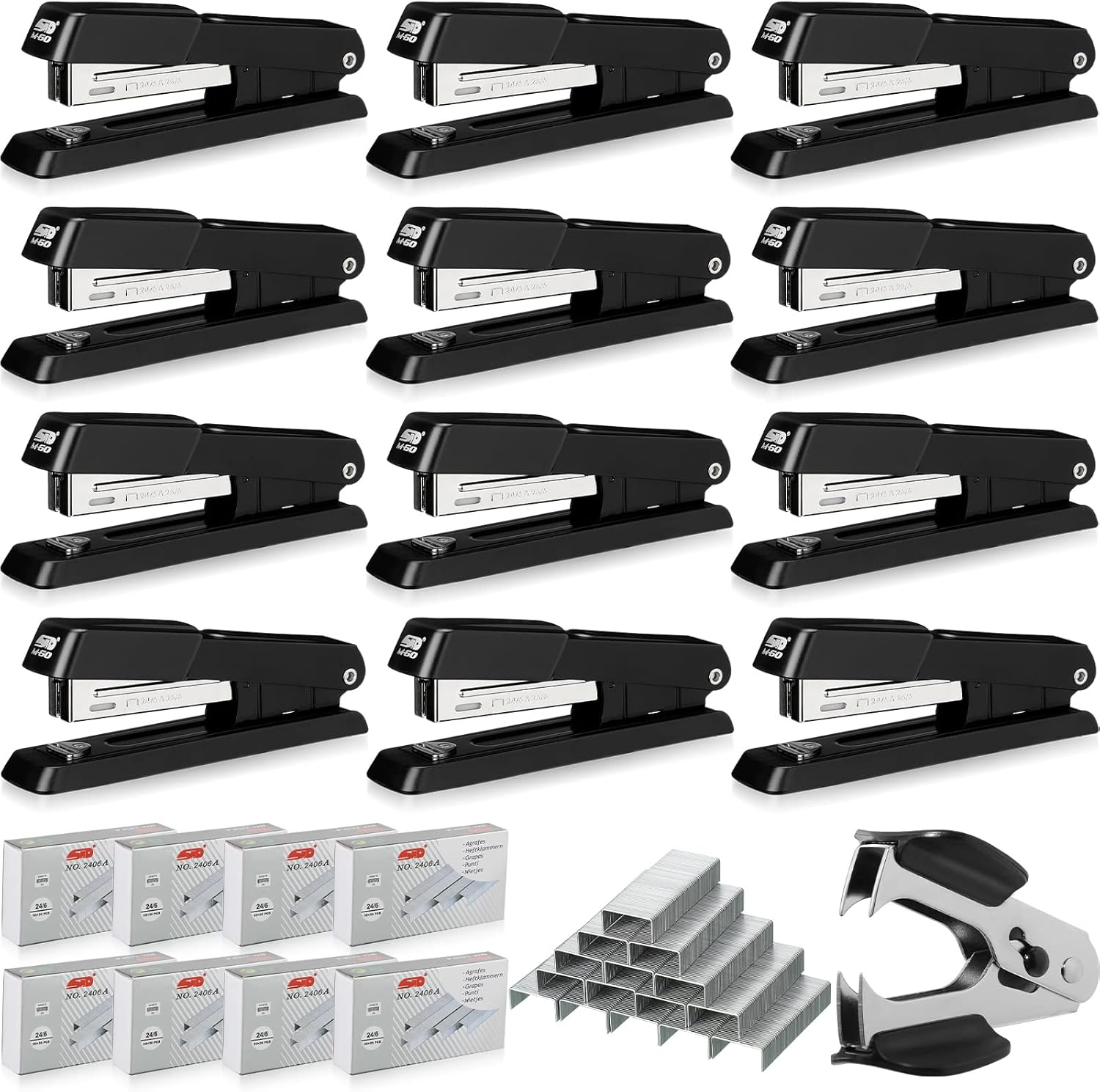 Amazon.com: 21 Pcs Stapler Value Pack Including 12 Pcs Black Metal ...