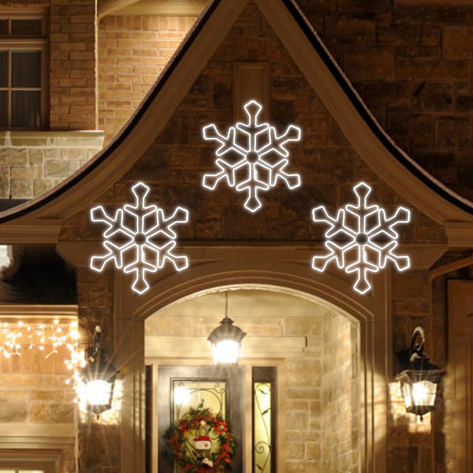 XMASHOME 28 Inch Large Outdoor Snowflake Decorations Light,720 LED ...