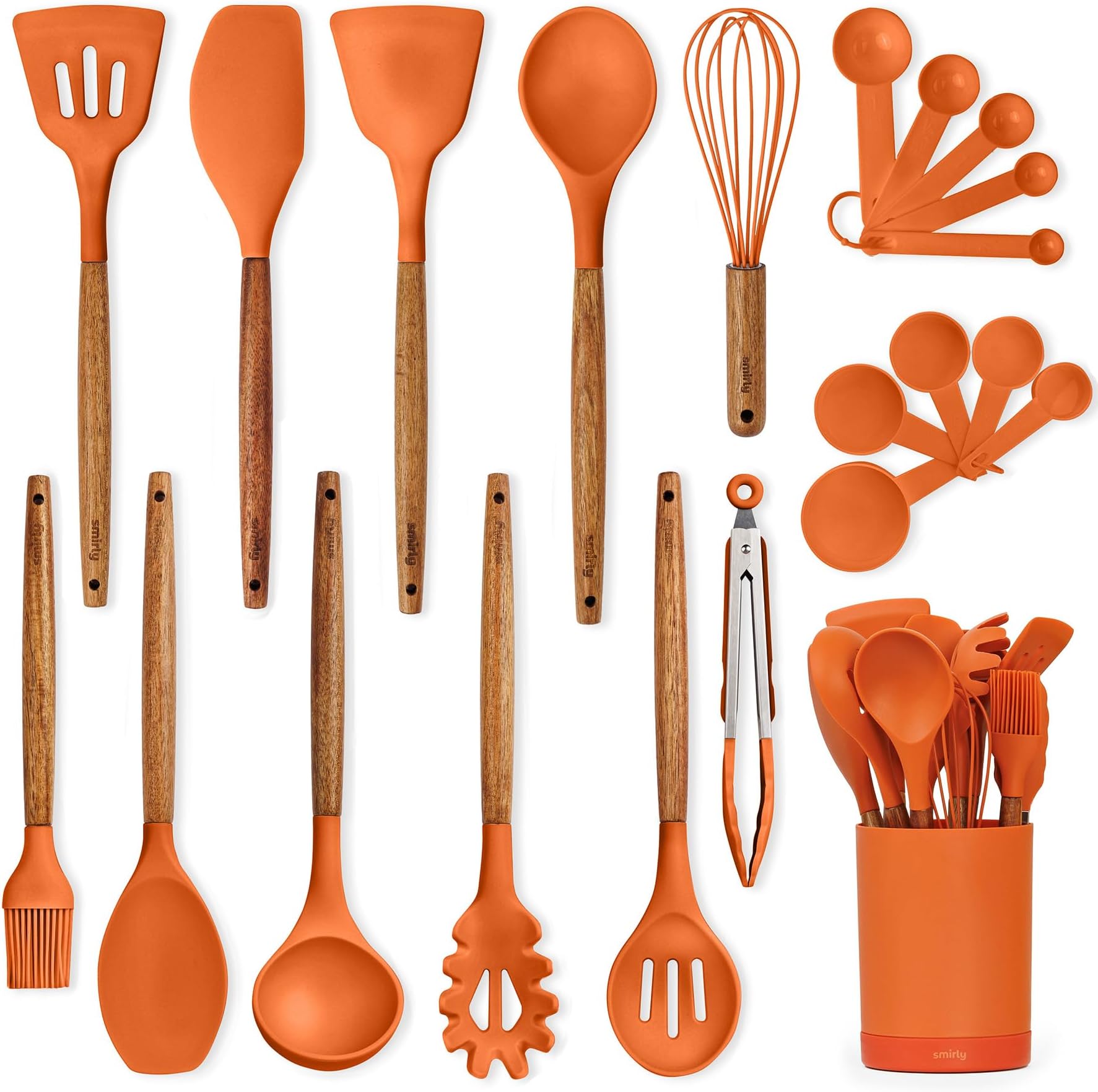 Amazon.com: SMIRLY Silicone Kitchen Utensils Set & Holder: Silicone ...