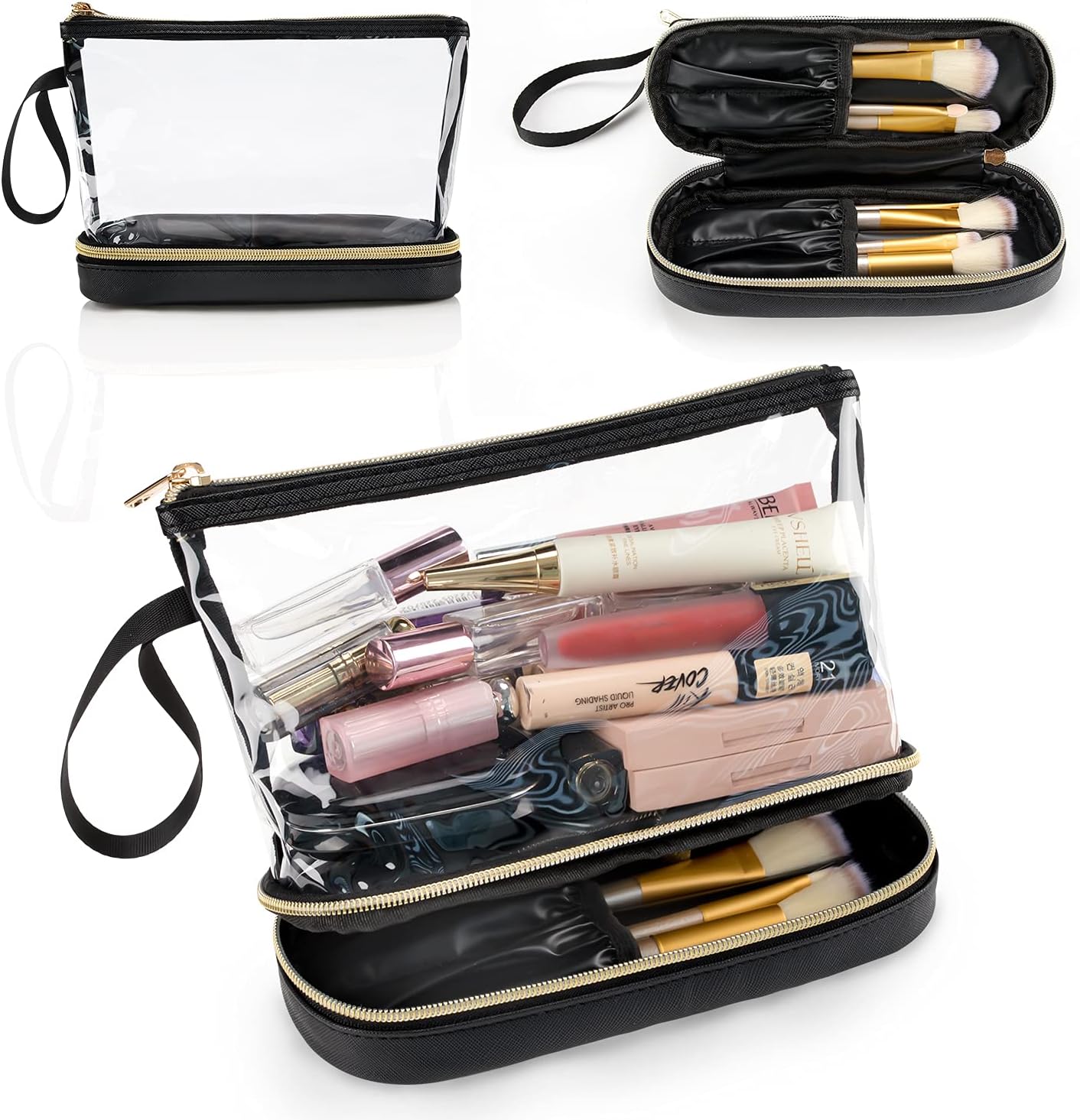 Amazon.com : WANDF Cosmetic Bag for Women Makeup bag Organizer Small Mini Makeup Pouch for Purse ...