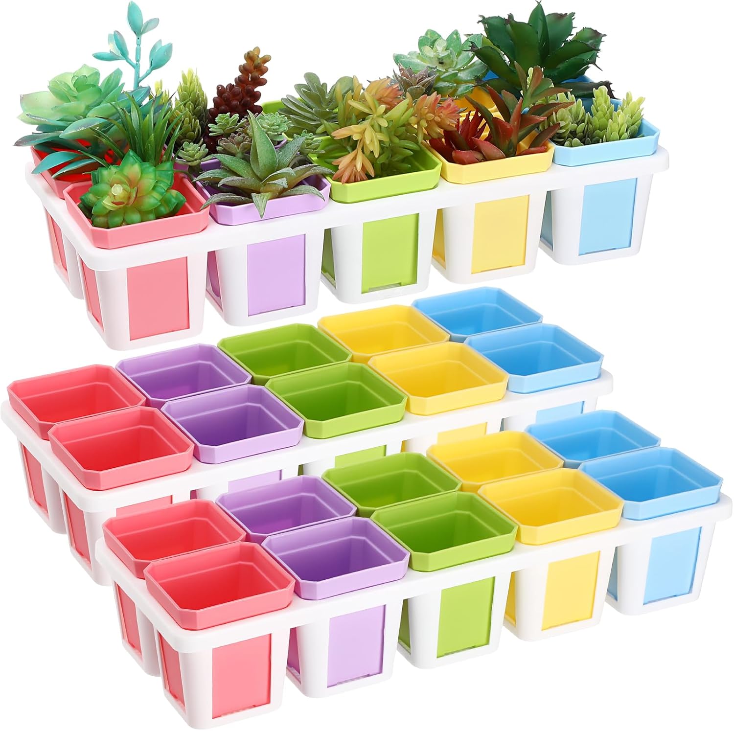 Amazon.com: Honeydak 30 Pcs Colorful Succulent Pots Bulk with 3 Pcs ...
