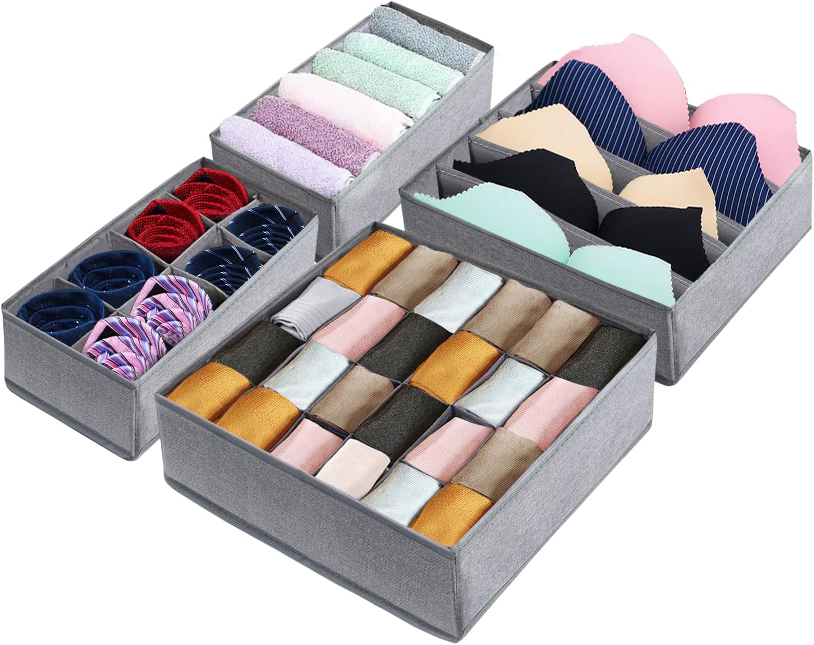 Amazon.com: Muaocie 4 Pcs Foldable Underwear Organizer, Improved Larger ...