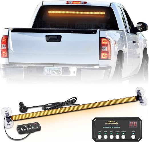 XRIDONSEN 35 inch Traffic Advisor Amber Light Bar 144 LED Rear Window ...