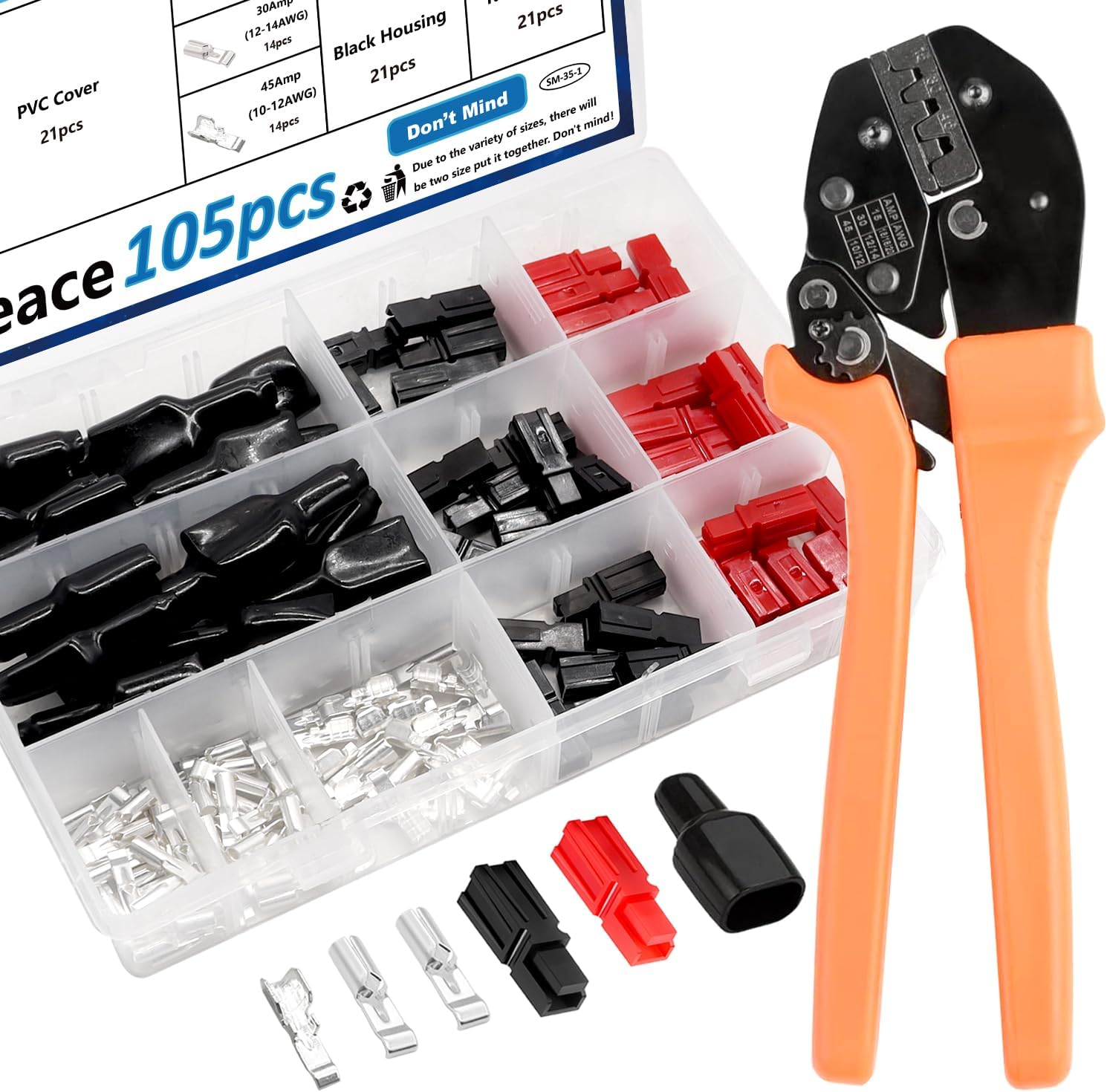 Amazon.com: smseace 105Pcs Power Connectors with Crimping Tool - 15/30 ...