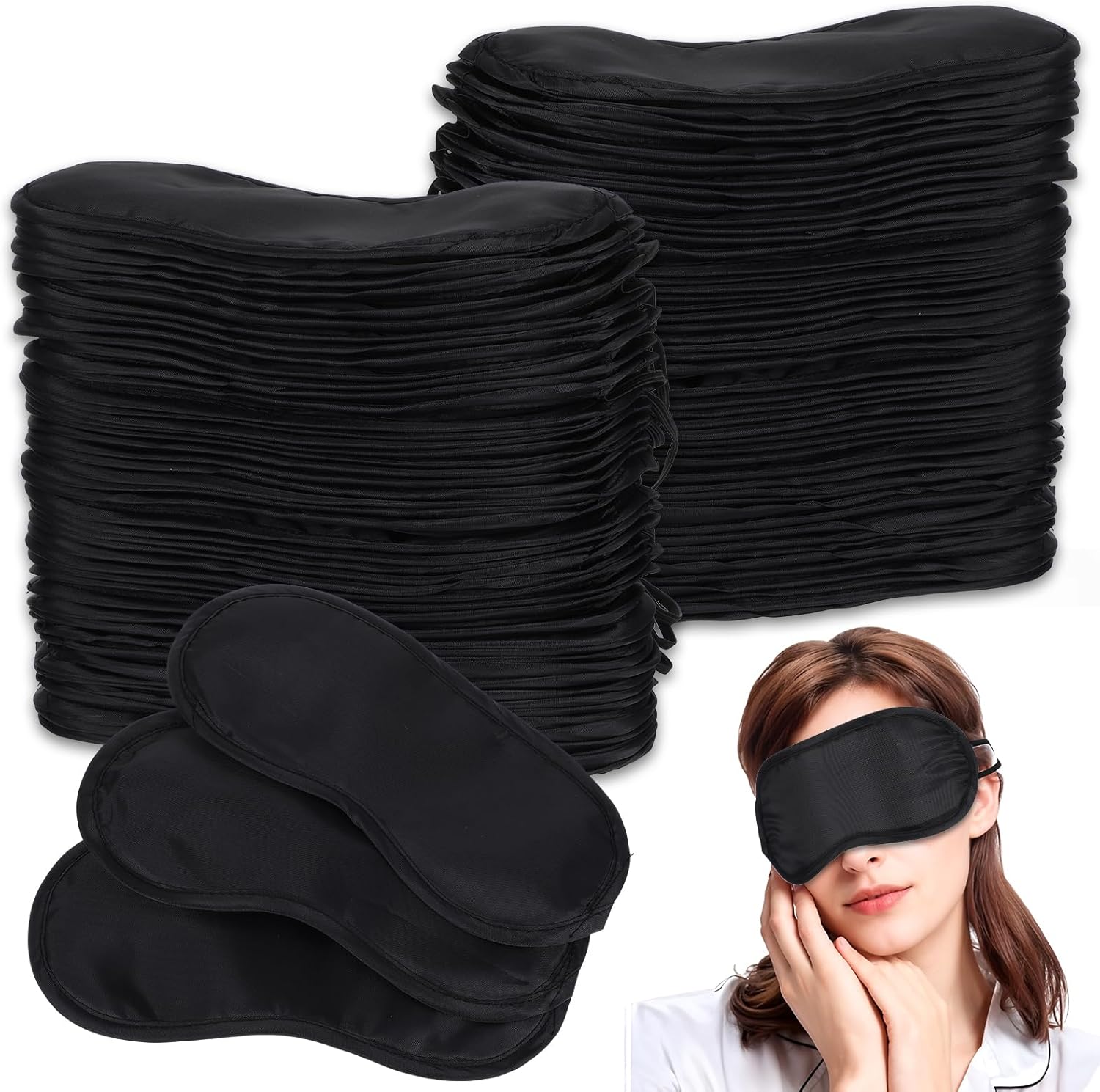 Amazon.com: Prasacco 100 Pcs Black Polyester Eye Masks Blindfolds for ...