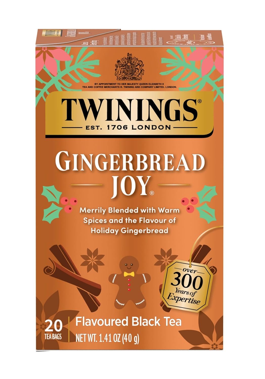 Amazon.com : Twinings Gingerbread Joy Black Tea Individually Wrapped ...