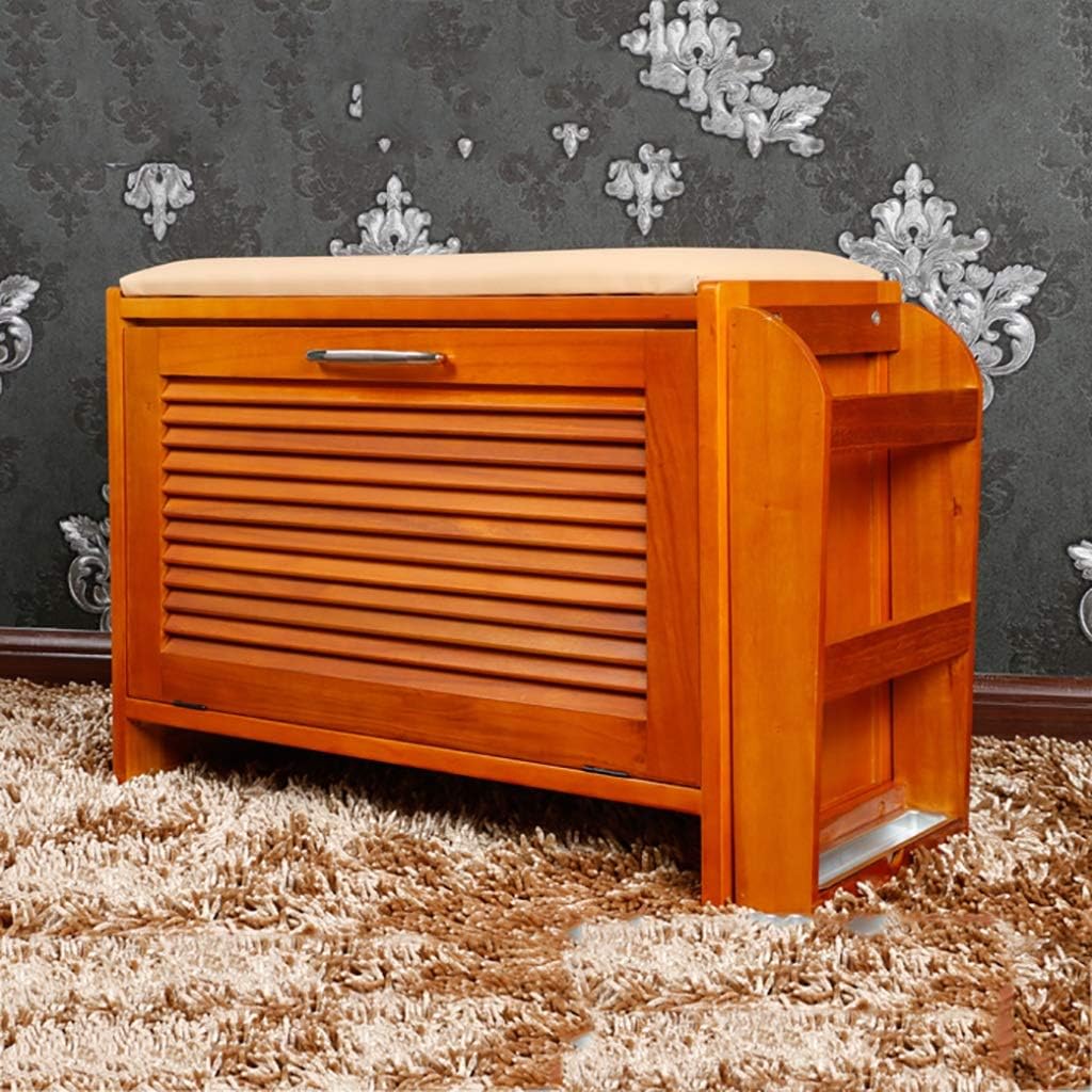 Amazon.com: Shoe Bench Change Shoes Stool Solid Wood Louver Tipping ...