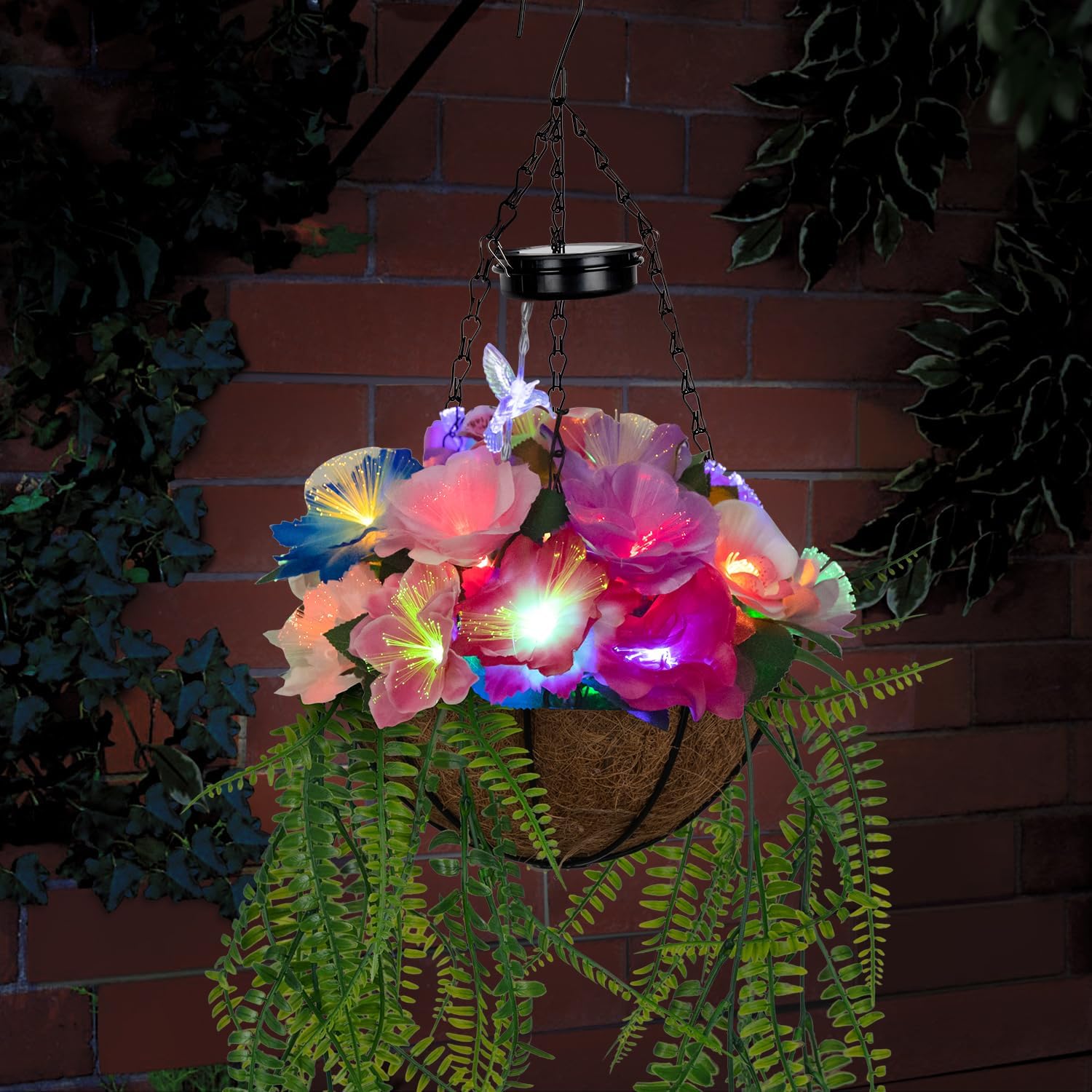 Amazon.com: JUNIQUTE Solar Powered 12 INCH Hanging Flower Baskets ...