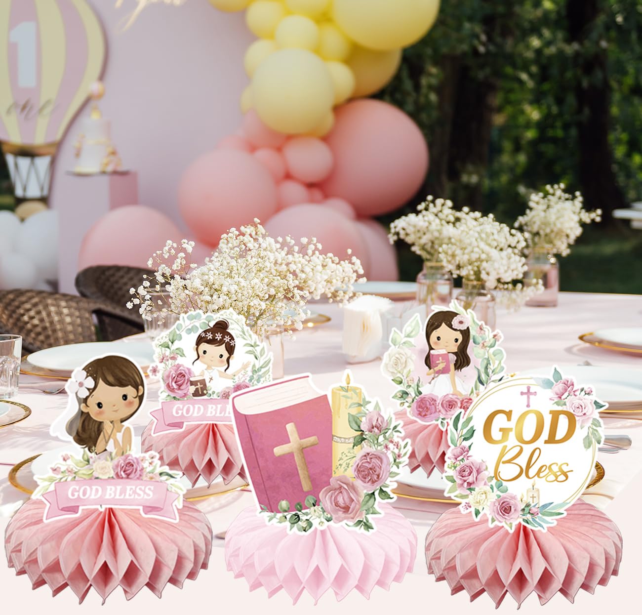 Baptism Themes For Girls Floral Pink White Striped Baptism Invitations