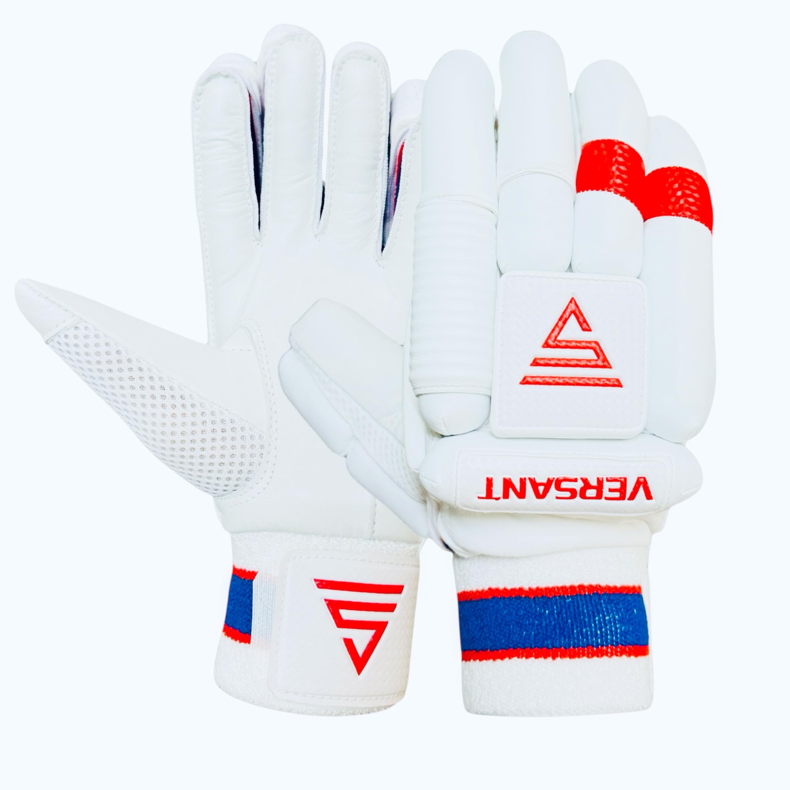 Buy VERSANT PRO DG Cricket Batting Gloves (White-Blue-RED, Men Size ...