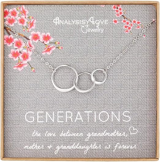 Amazon.com: 3 Generations Necklace - Sterling Silver Interlocking ...
