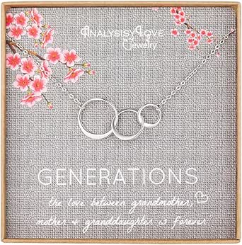 Amazon.com: 3 Generations Necklace - Sterling Silver Interlocking ...