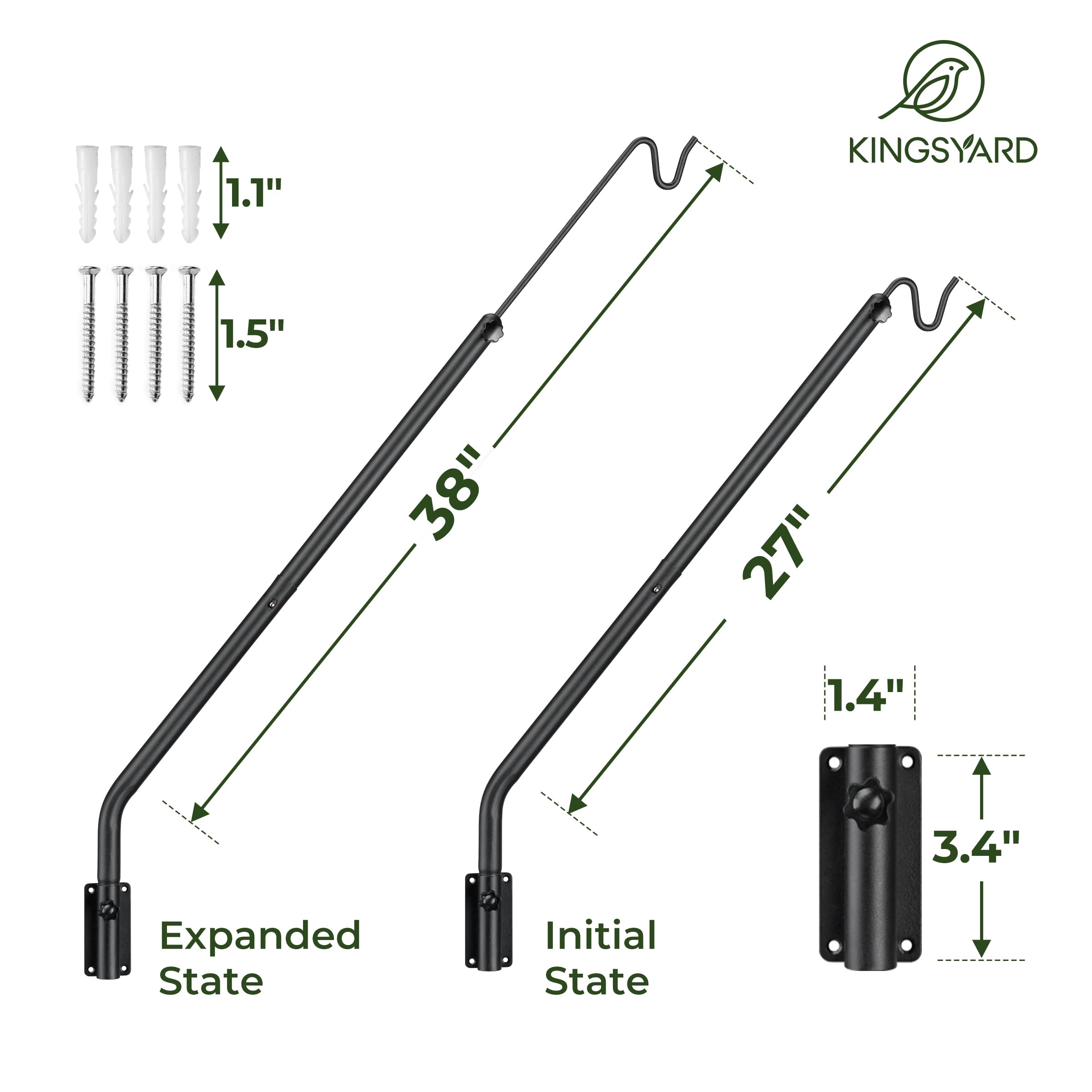 Snapklik.com : 2 Pack Heavy Duty Wall Mounted Deck Hook, 27"-39 ...