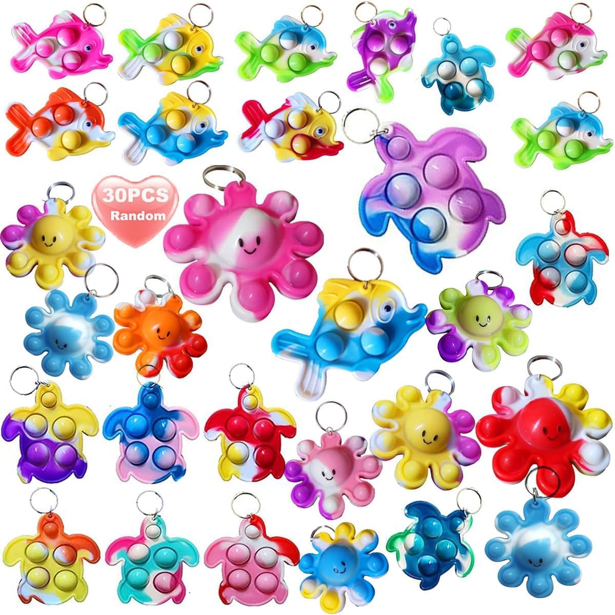Amazon.com: 30 Packs Rainbow Octopus Turtle Fish Undersea Mini Pop ...