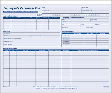 Adams Employees Personnel File Folder, Heavy Card Stock, 11-3/4 x 9-1/2 ...