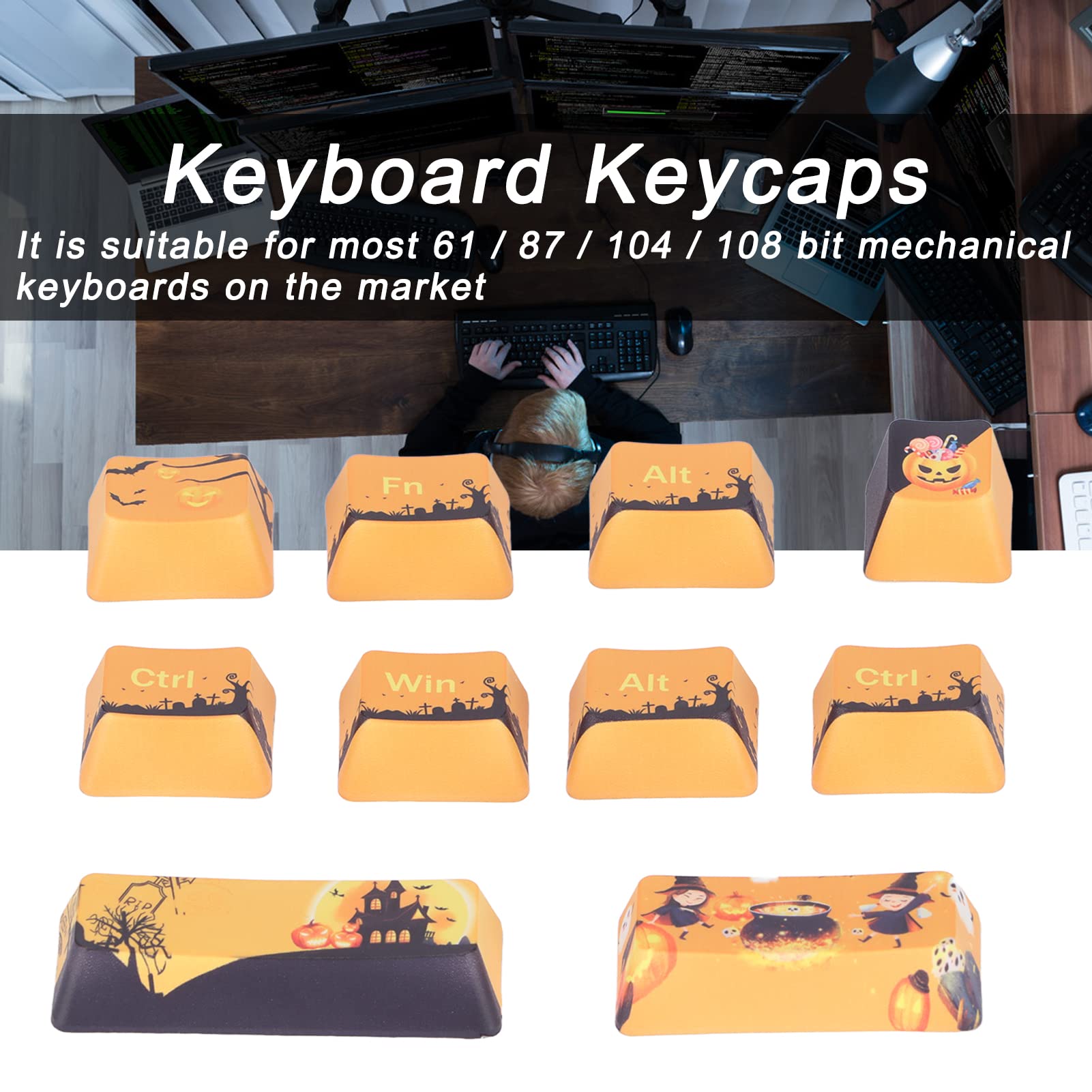 Snapklik.com : DIY PBT Keycaps, Halloween Theme 10Pcs DIY Five-Sided Custom Dye- Keycaps For DIY ...