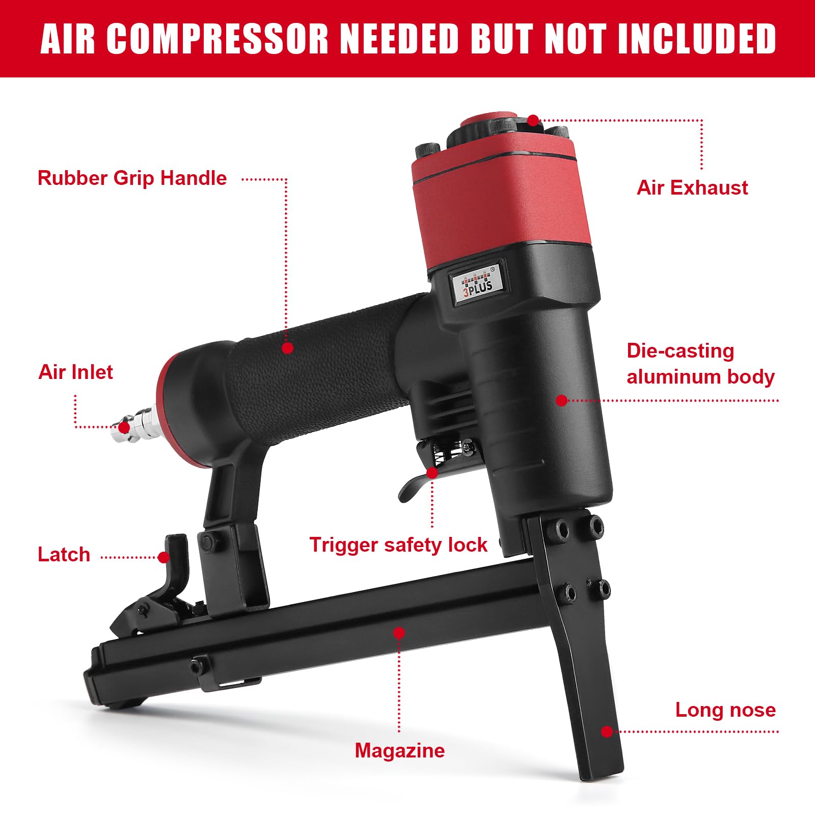 Snapklik.com : 3PLUS H7116LSP-KT 22 Gauge 3/8-Inch Crown Pneumatic ...