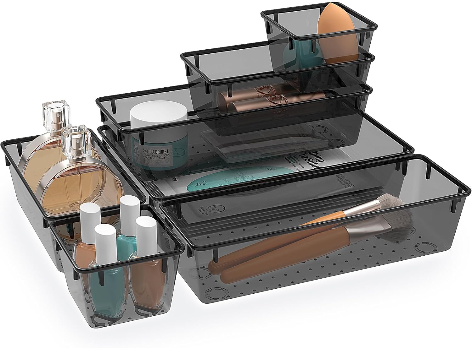 Amazon.com: StorMiracle 7 PCS Clear Plastic Drawer Organizers Set, 4 ...