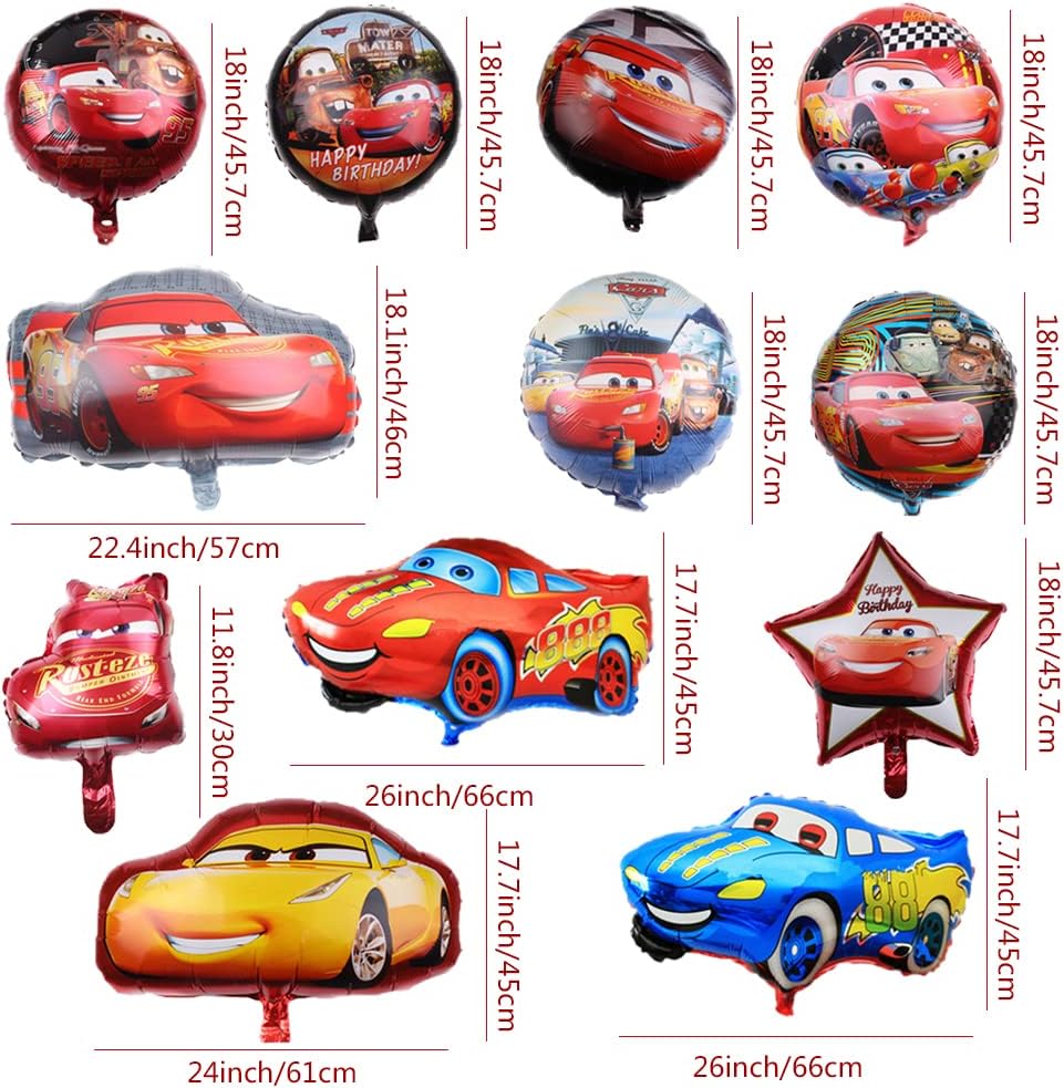 Lightning Car Foil Balloon,12Pcs Race Car Aluminum Balloons Racing Car ...
