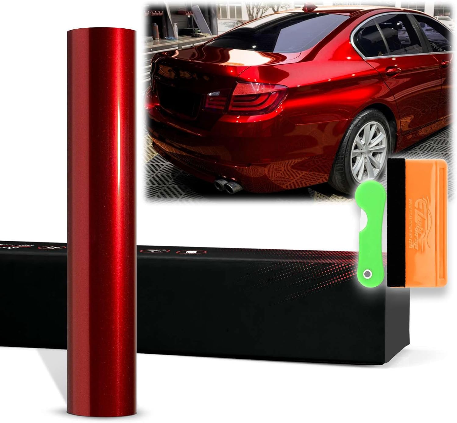 Amazon.com: 12"x60" (1FTx5FT) Cherry Red PET Super Gloss Metallic High ...