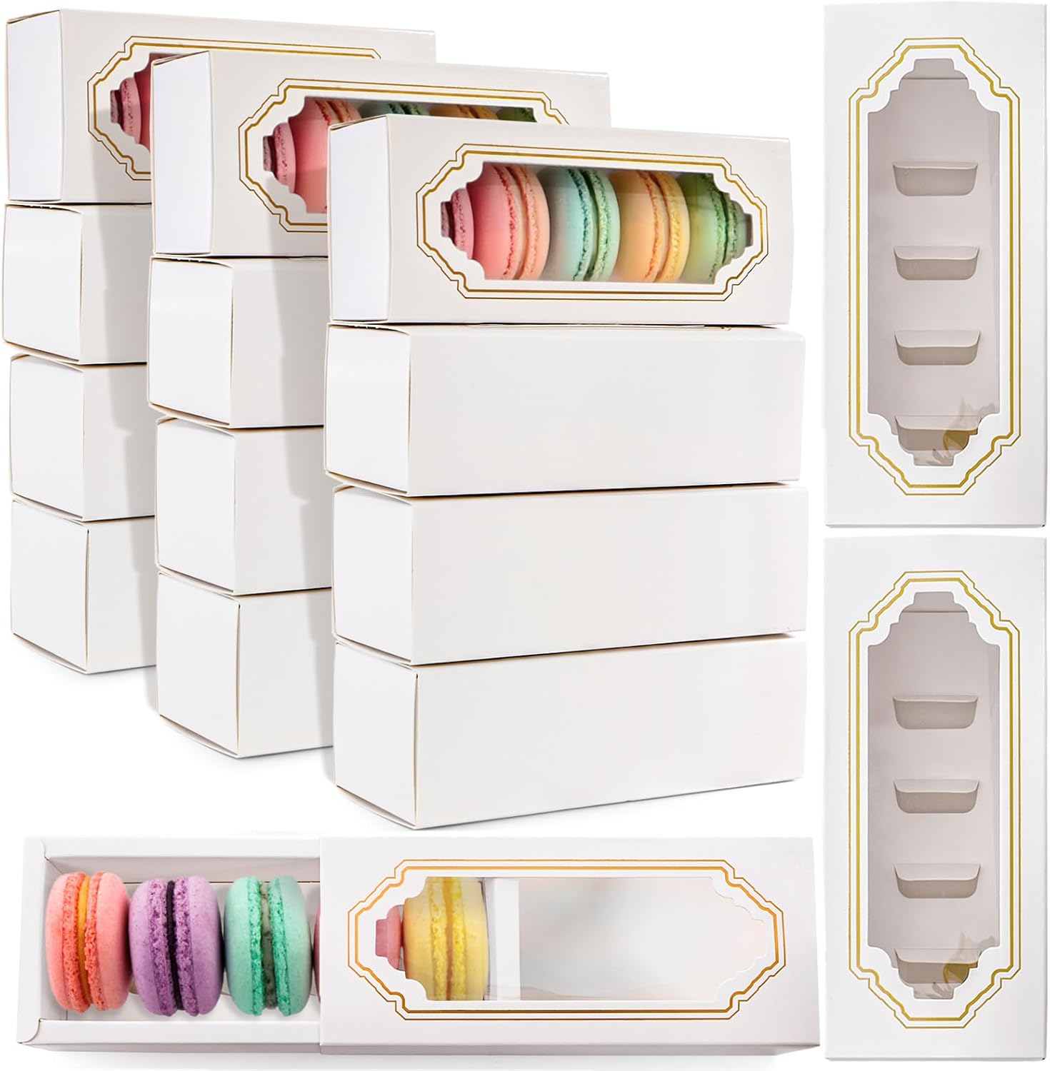 Amazon.com: Nicunom 50 Pack Macaron Boxes with Clear Window, Small ...