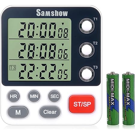Amazon.com: Digital Dual Kitchen Timer 3 Channels Count UP/Down Timer ...