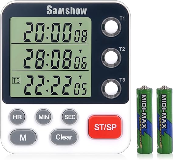 Amazon.com: Digital Dual Kitchen Timmers 3 Channels Count UP/Down Timer ...