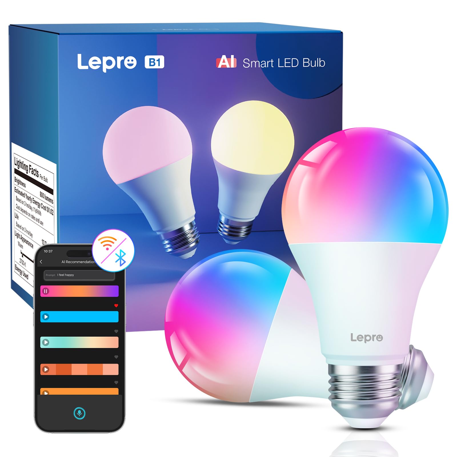 Snapklik.com : Lepro B1 AI Smart Light Bulbs - AI Generated Lighting ...