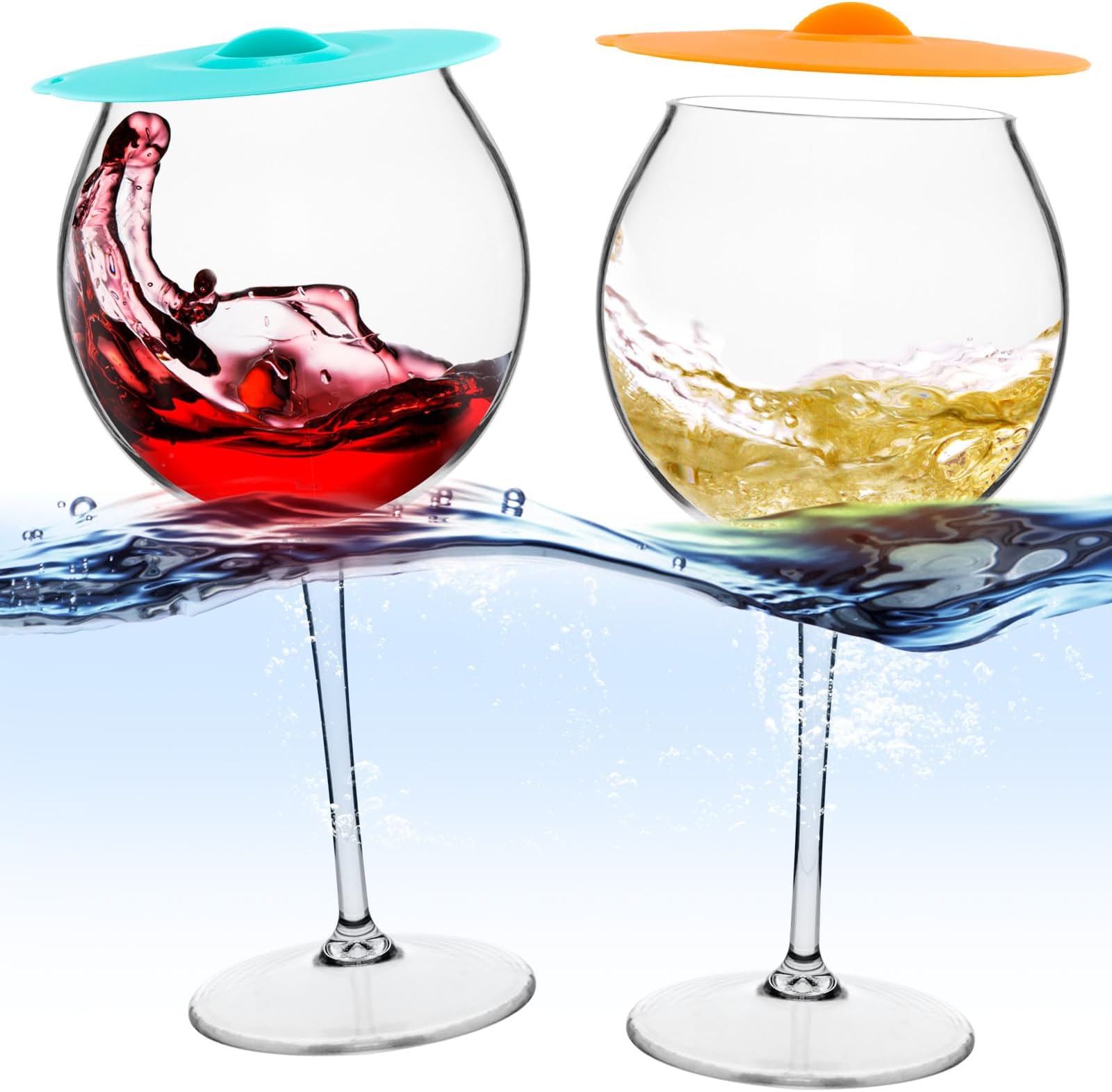 Amazon.com | BubbleWally Floating Wine Glasses for Pool (18 Oz | Set of ...