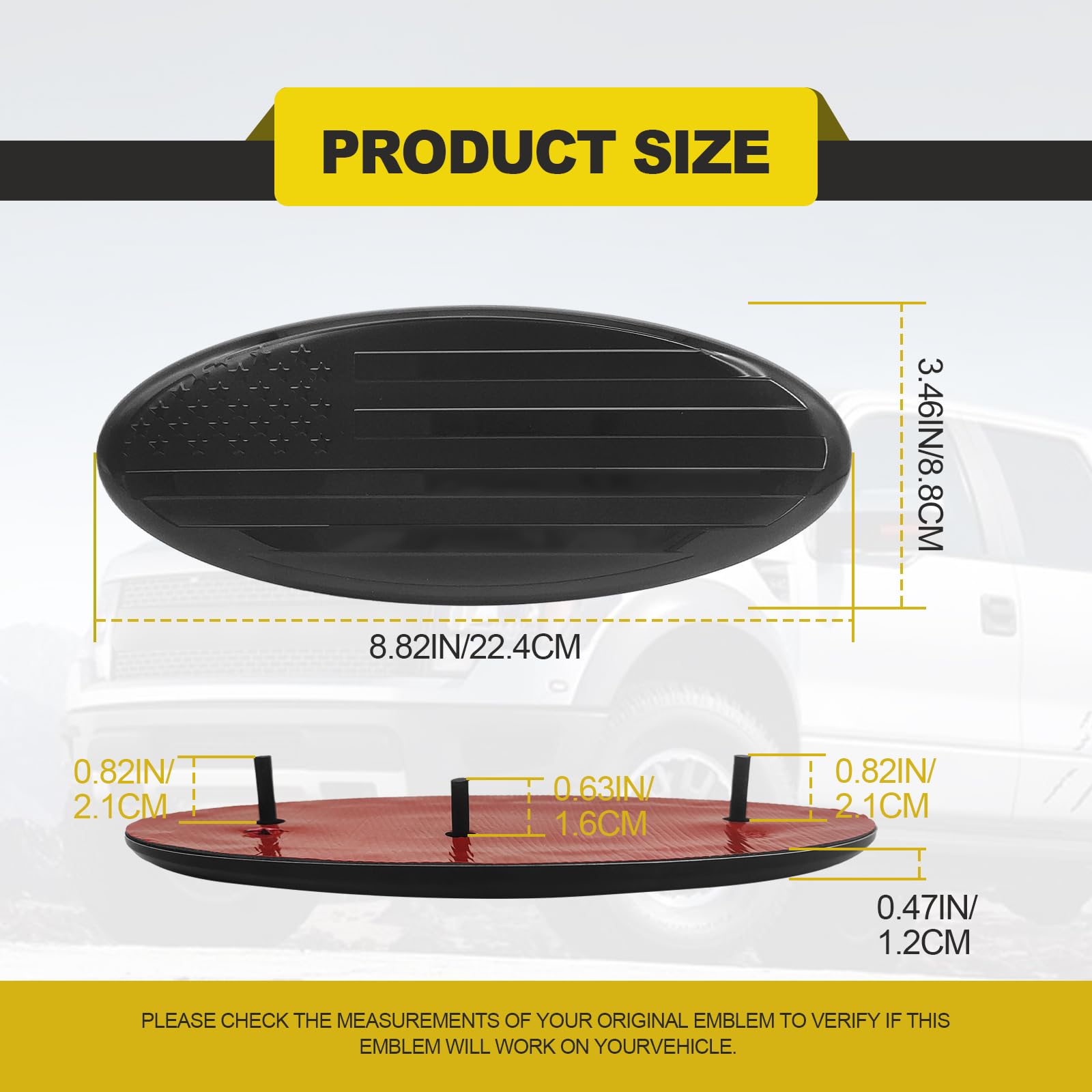 Snapklik.com : Front Grille Emblem 9 Inch American Flag Emblem For Ford ...