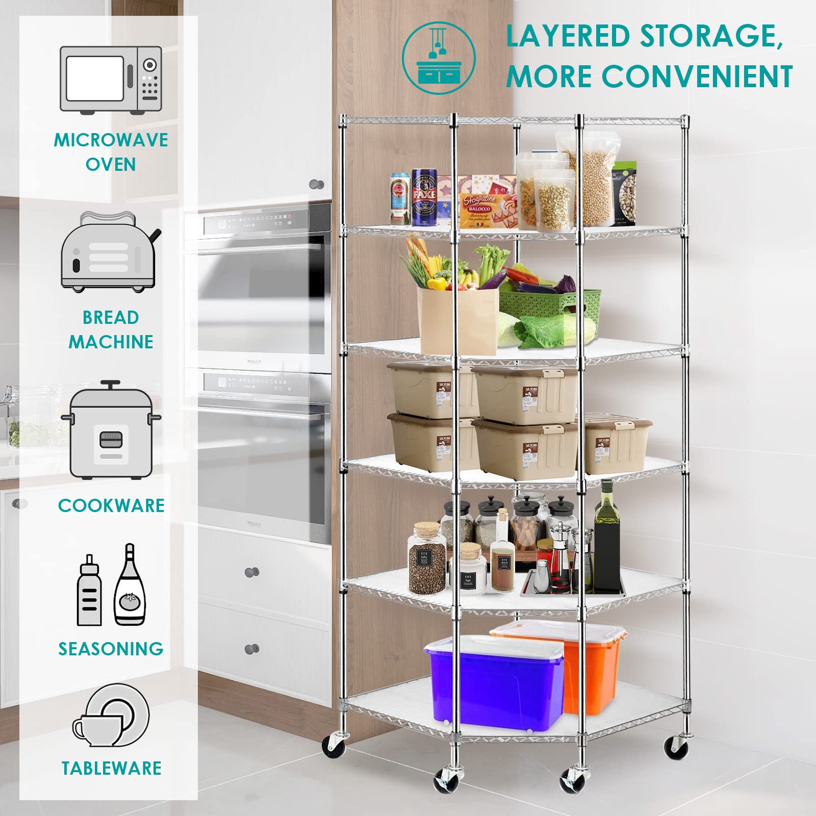 Snapklik.com : BNSPLY 6 Tier Corner Wire Shelving Unit, Adjustable ...