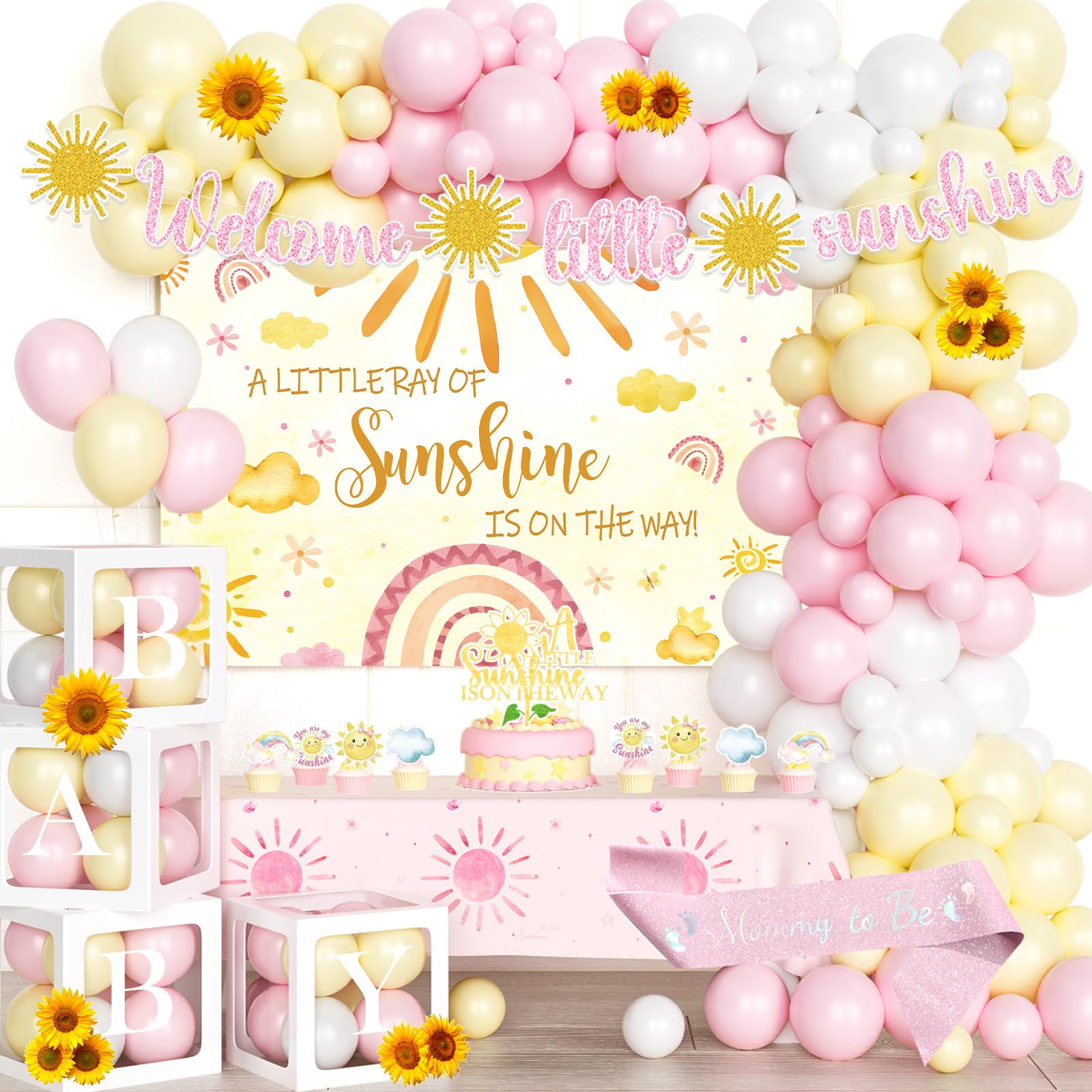 Amazon.com: Hombae Sunshine Baby Shower Decorations Girl, A Little Ray ...