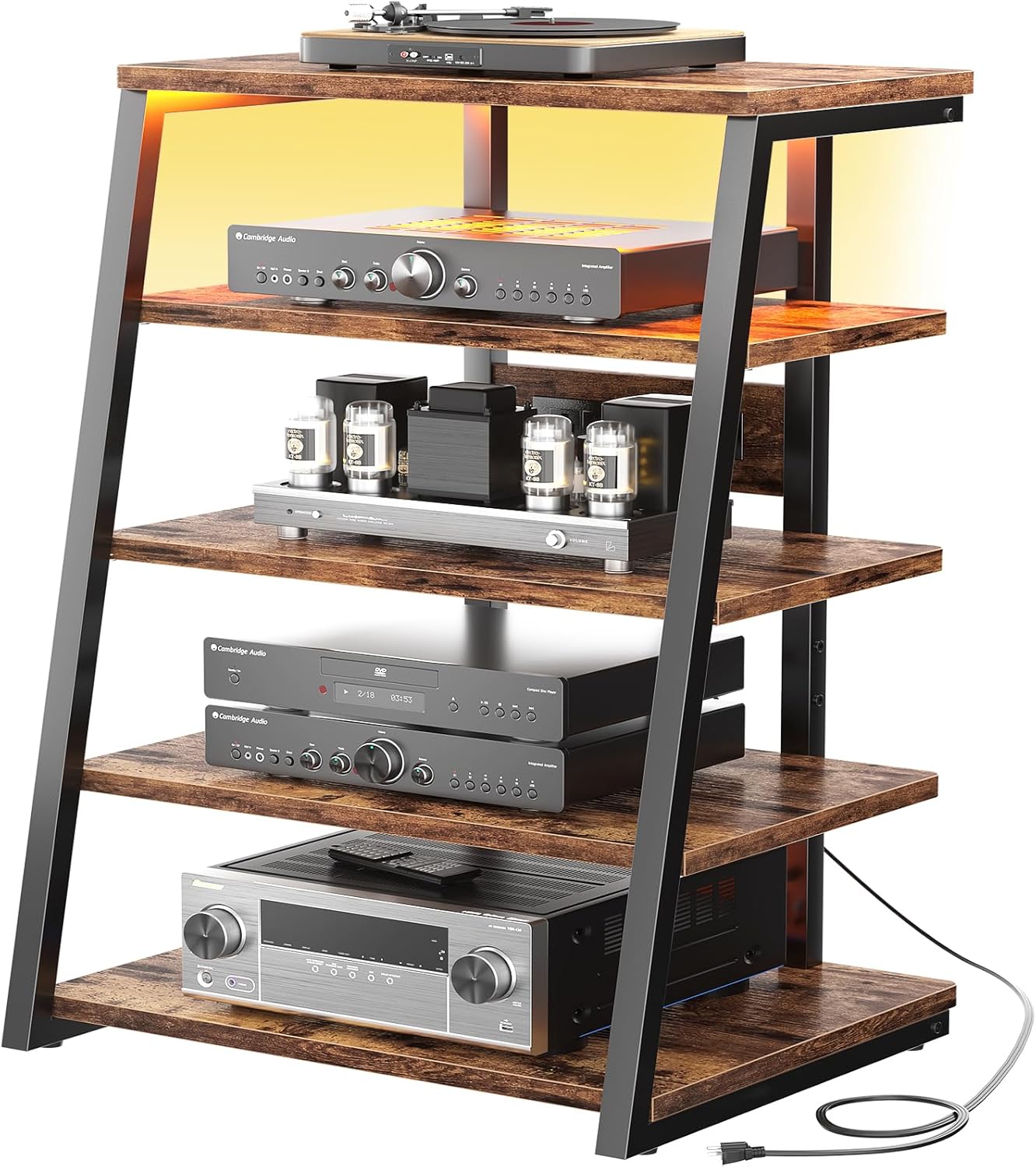Amazon.com: armocity 5-Tier AV Media Stand with Power Strips, Media ...