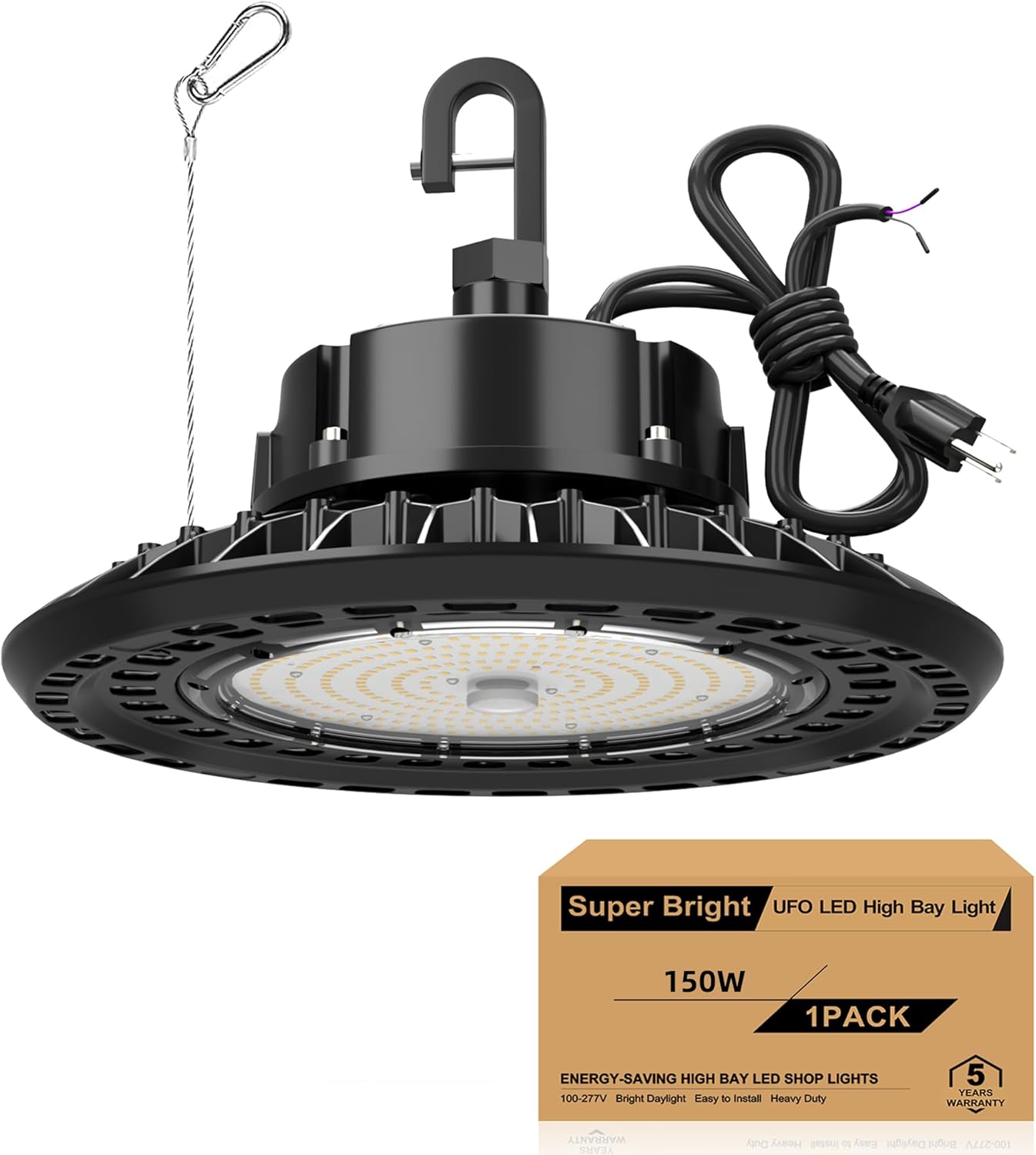 YXL UFO LED High Bay Lights 150W 22500LM, 0-10V Dimmable AC100-277V DLC ...