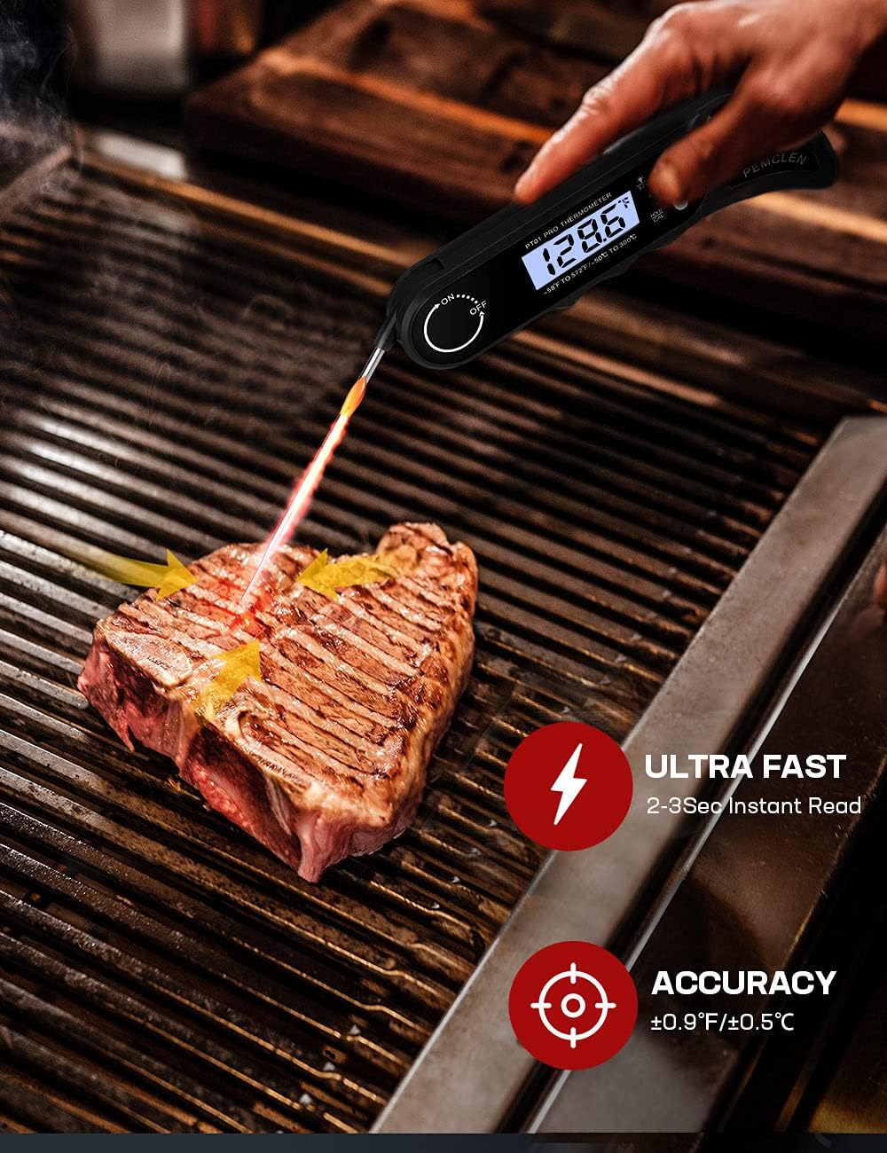 Review Meat Thermometer, Food Thermometer with Dual Probe & Backlight ...