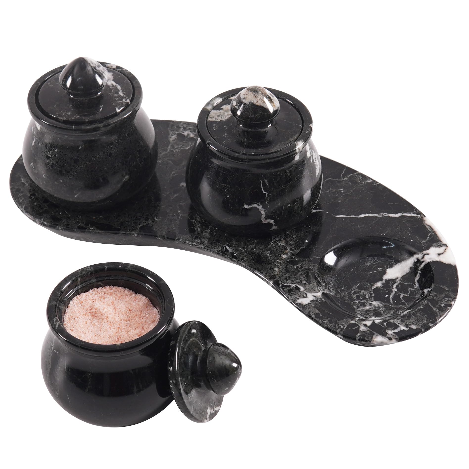 Amazon.com: Marble Salt Cellar With Lid 3.5" Inches Black Handmade Salt ...