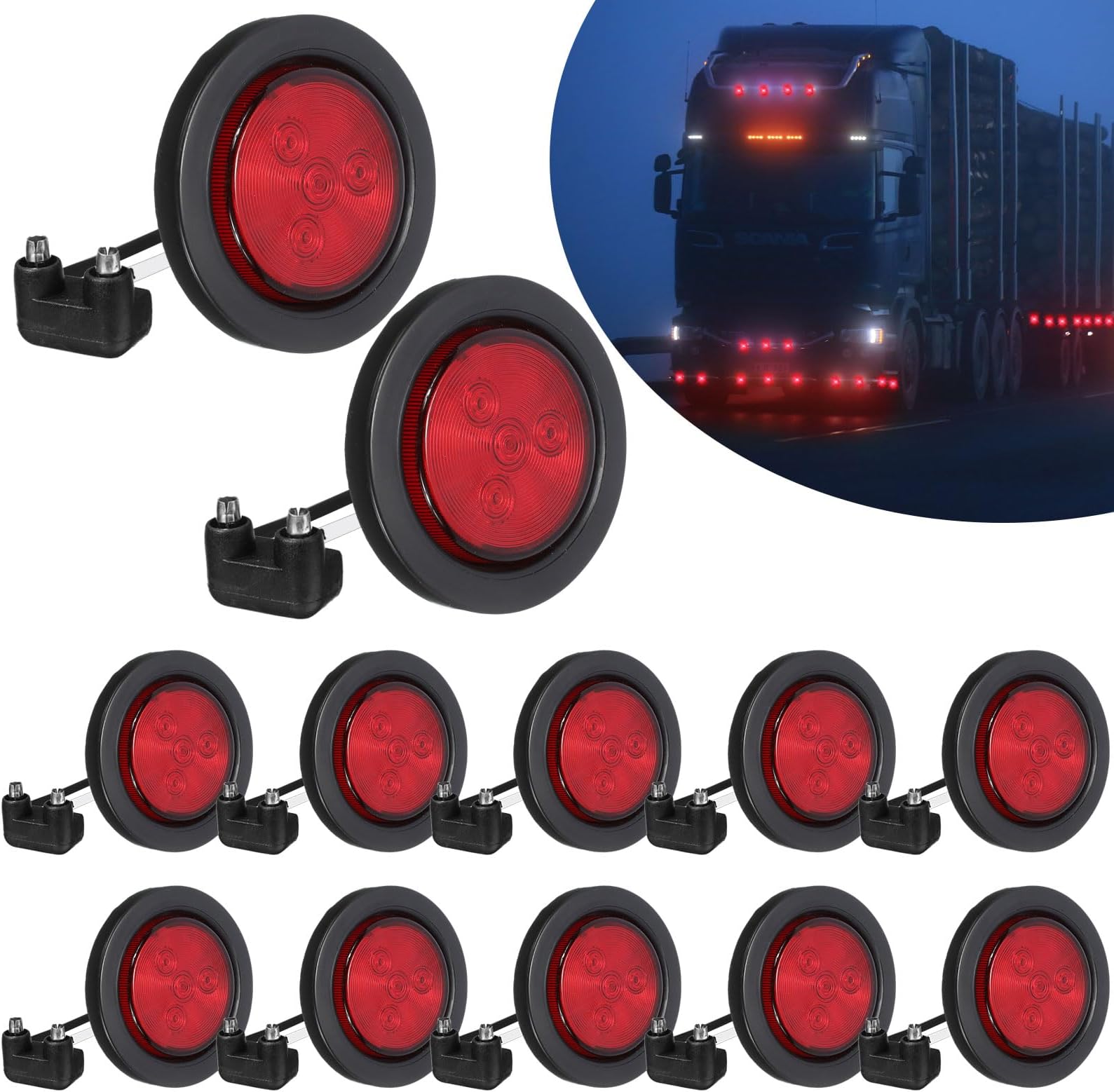 Amazon.com: VIHOSE 12 Pcs Led Trailer Marker Lights 2.5 Inch 4 Diodes ...