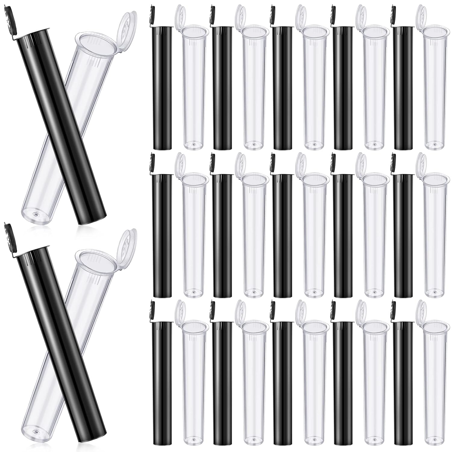 Amazon.com: 300 Pcs Black and Clear 116 mm Tubes Pre Roll Tubes Pill ...