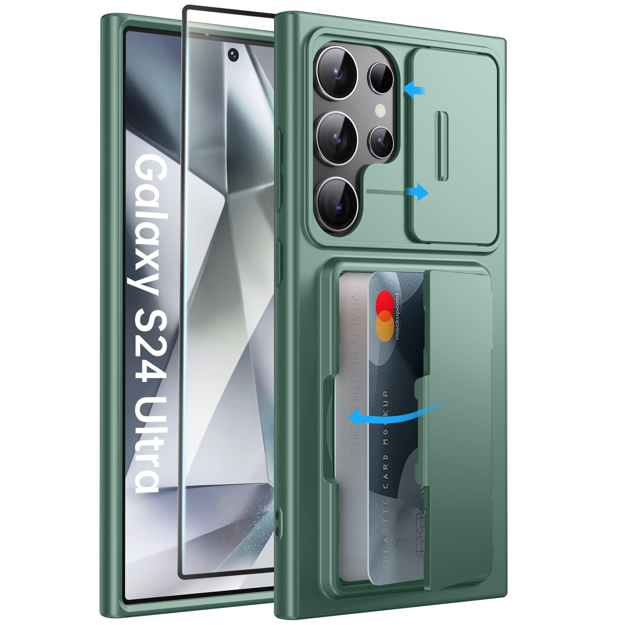 Amazon.com: TONGATE for Samsung Galaxy S24 Ultra Case, with Slide Camera Cover & Card Holder(3 ...