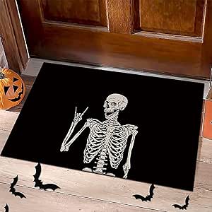 Amazon.com : LMAZG Halloween Door Mat, 19.7"× 31.5" Funny Skull Welcome ...