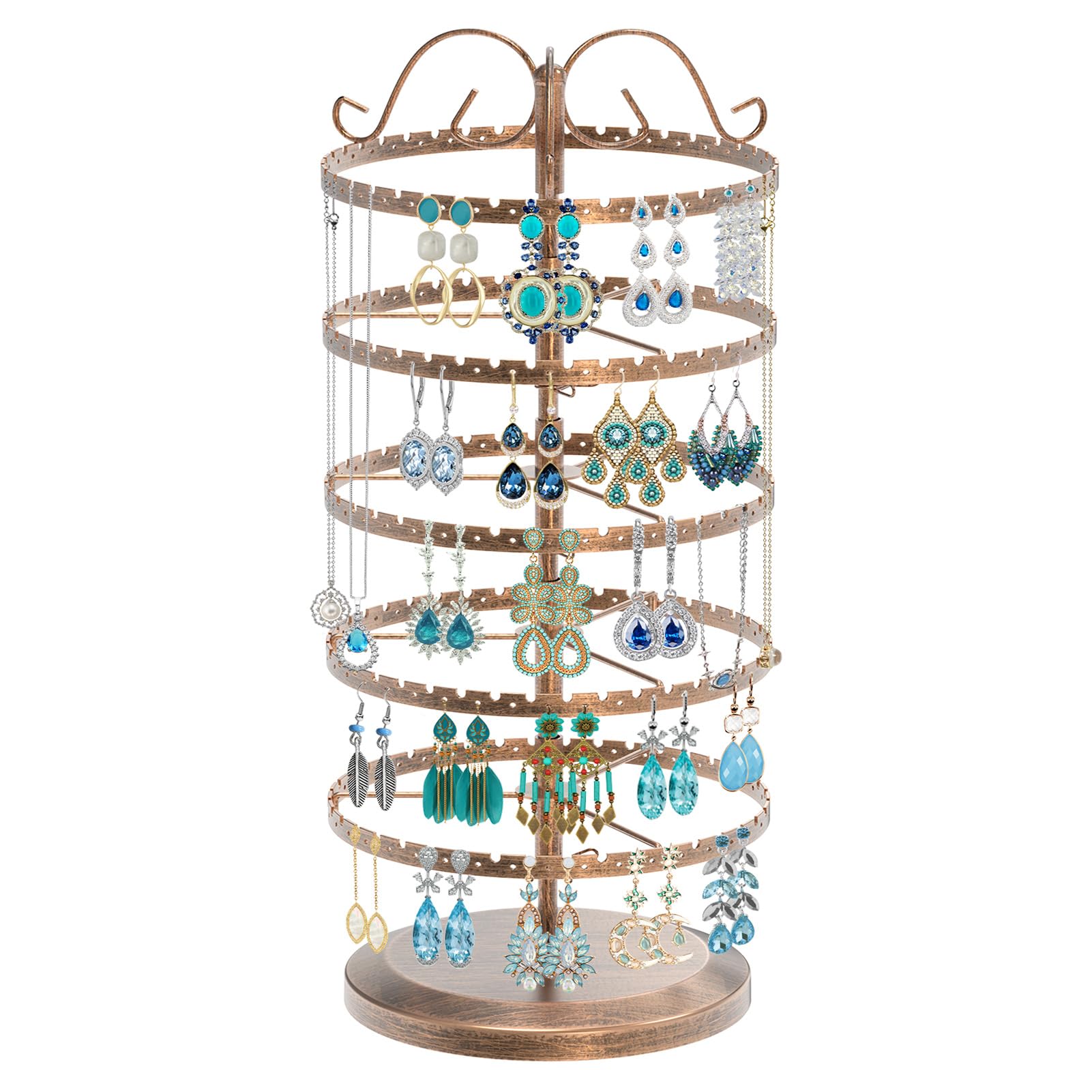 Amazon.com: MODOWEY 5 Tier Metal Rotating Earring Holder Organizer ...