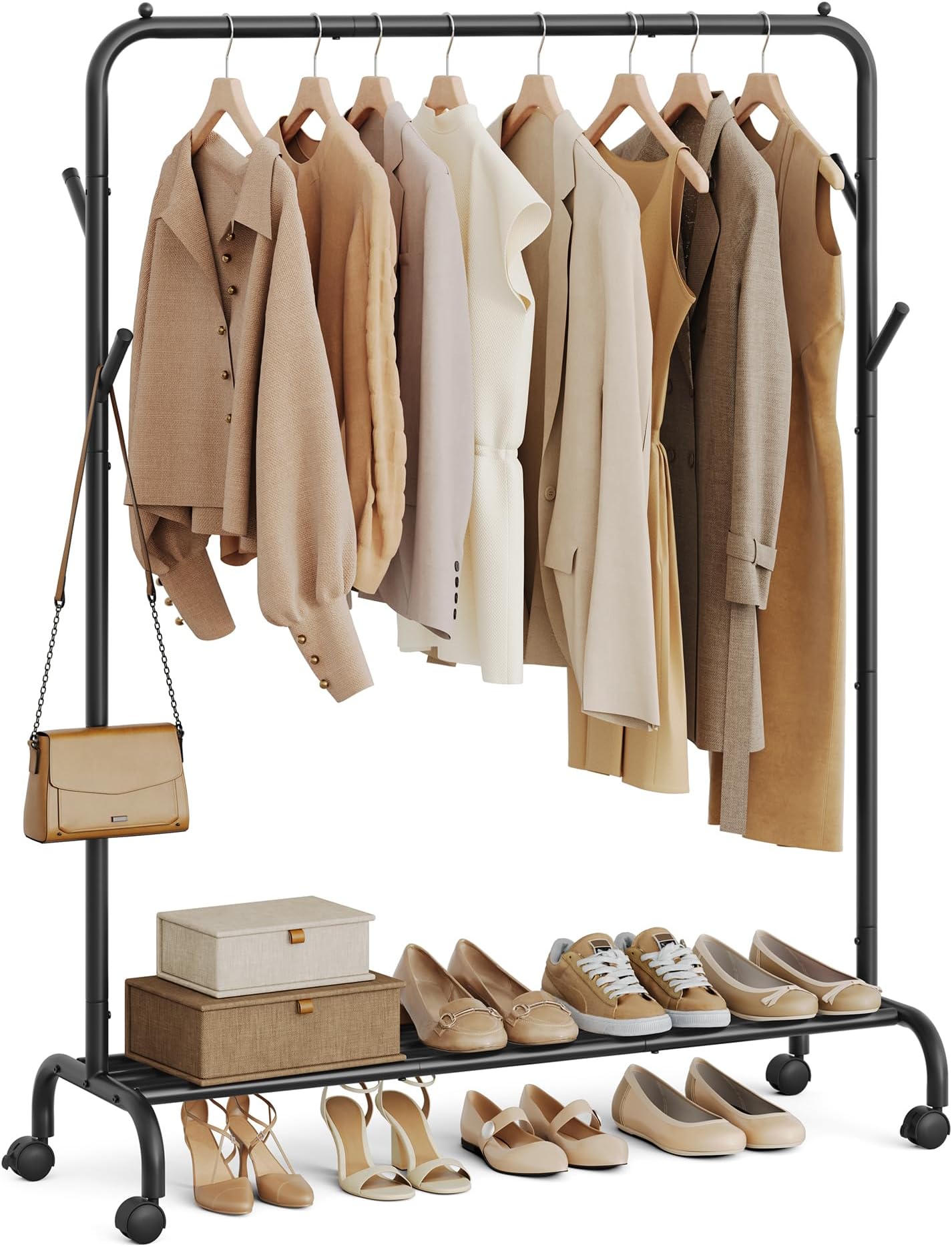 SONGMICS Clothes Rail, Clothes Rack, Single Clothes Hanging Rail, Heavy ...