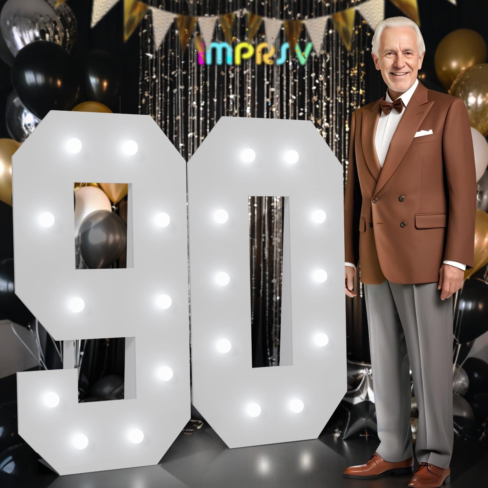 Amazon.com: Marquee Numbers 90th-Birthday Decorations: Large 4ft Light ...
