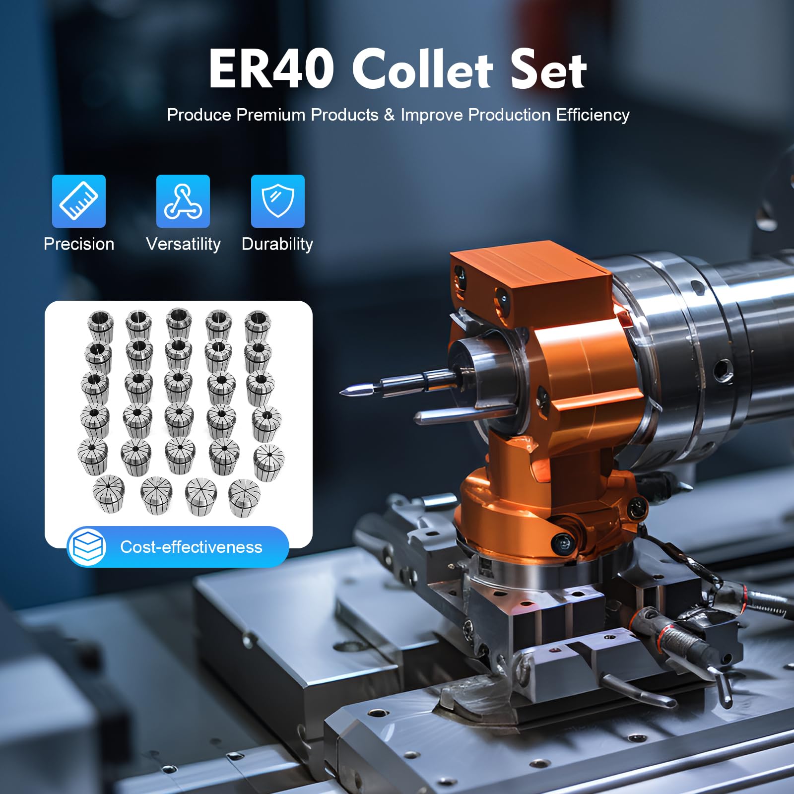 29pcs ER40 Collets Precision Spring Collet Set Milling Lathe CNC