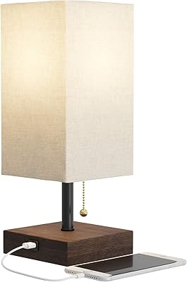 Bedside Lamp with USB Port and Outlet, USB Table Lamp for Bedroom ...