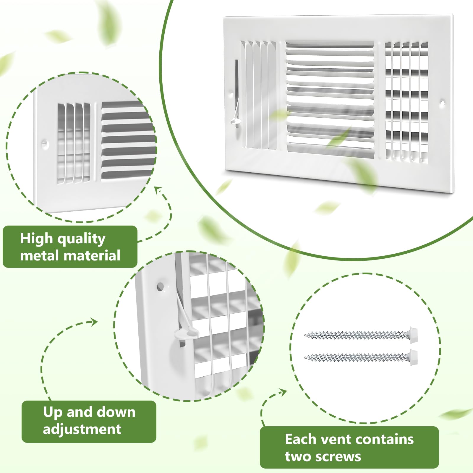 Snapklik.com : 2 Pcs 10x8 Inch Ceiling Vent Register For Home, White 3 ...
